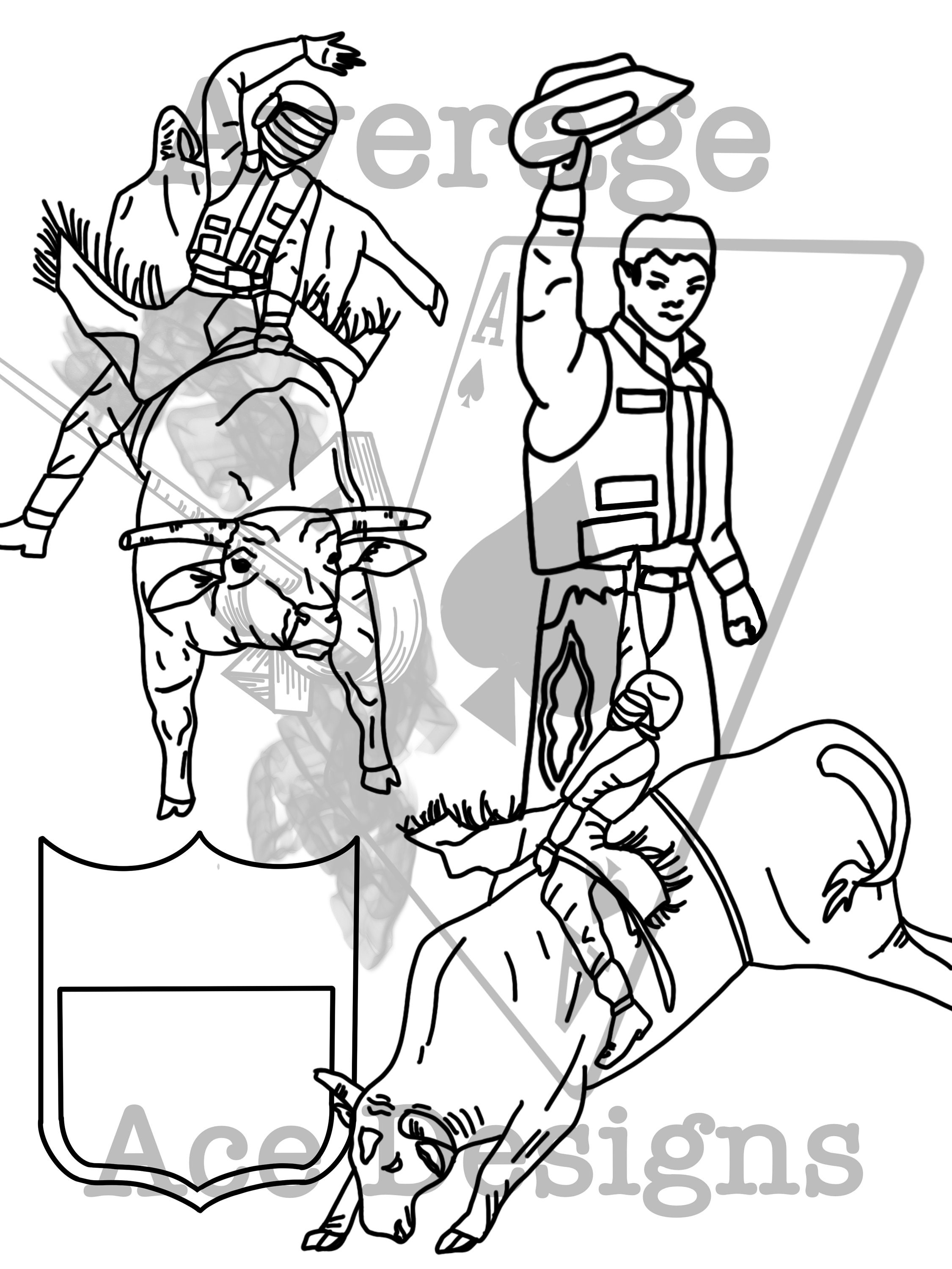 Bull Riding Coloring Page Hand-drawn Printable Wild Rodeo - Etsy