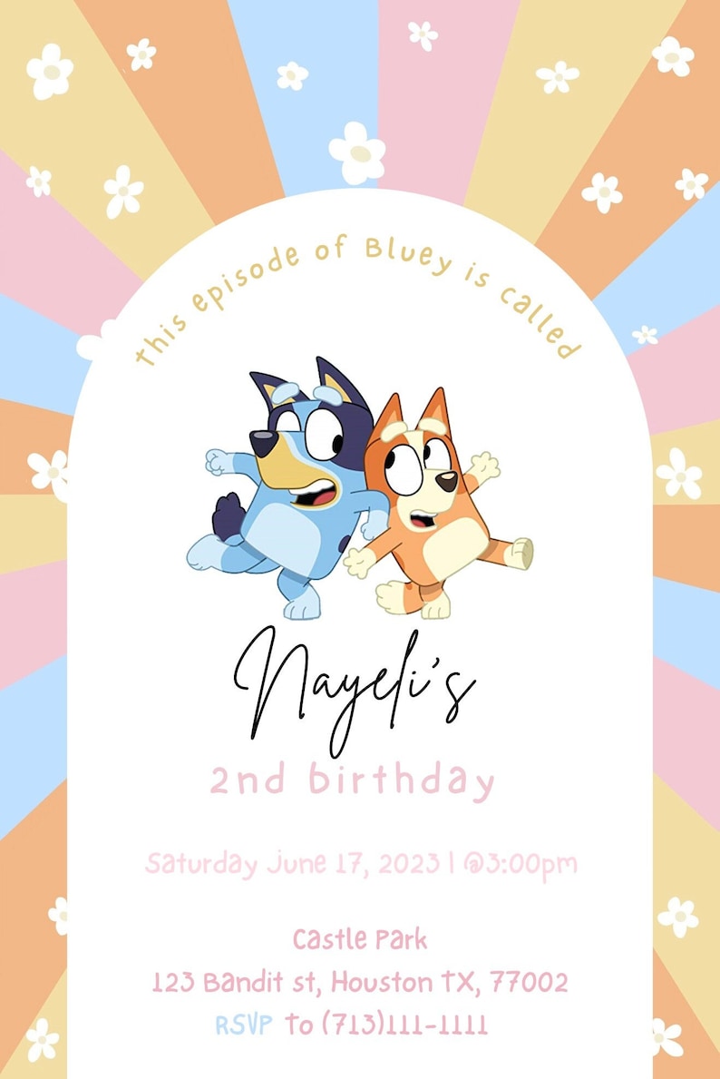 Bluey Birthday Digital Invitations - Etsy