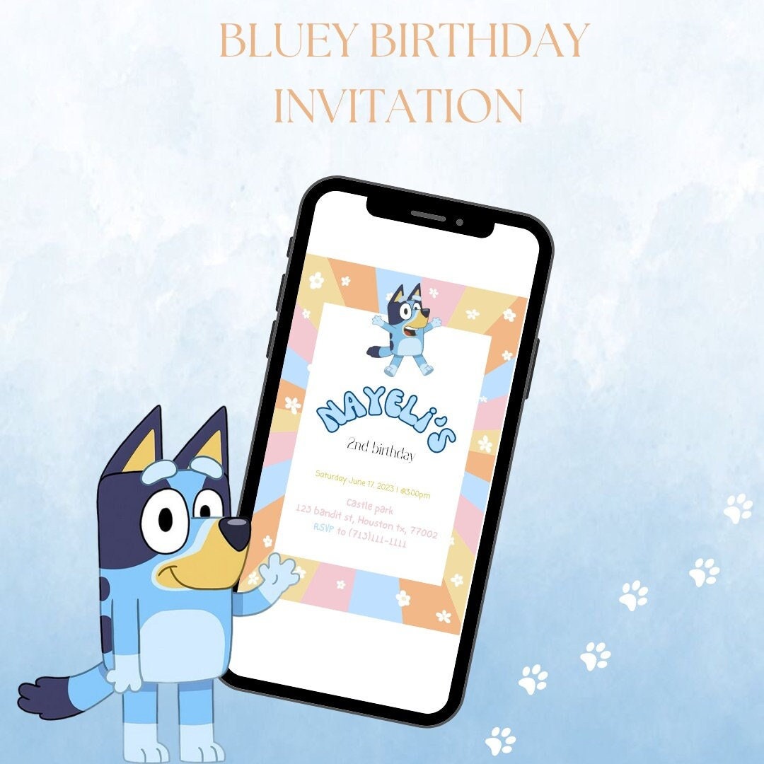 Bluey Digital Birthday Invitations - Etsy