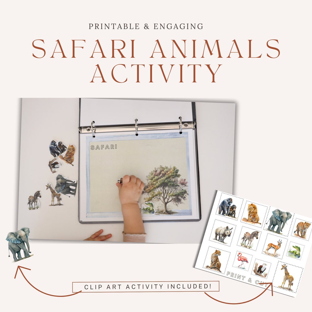 Toddler Montessori Learning Binder, Safari Animals Matching Activity ...