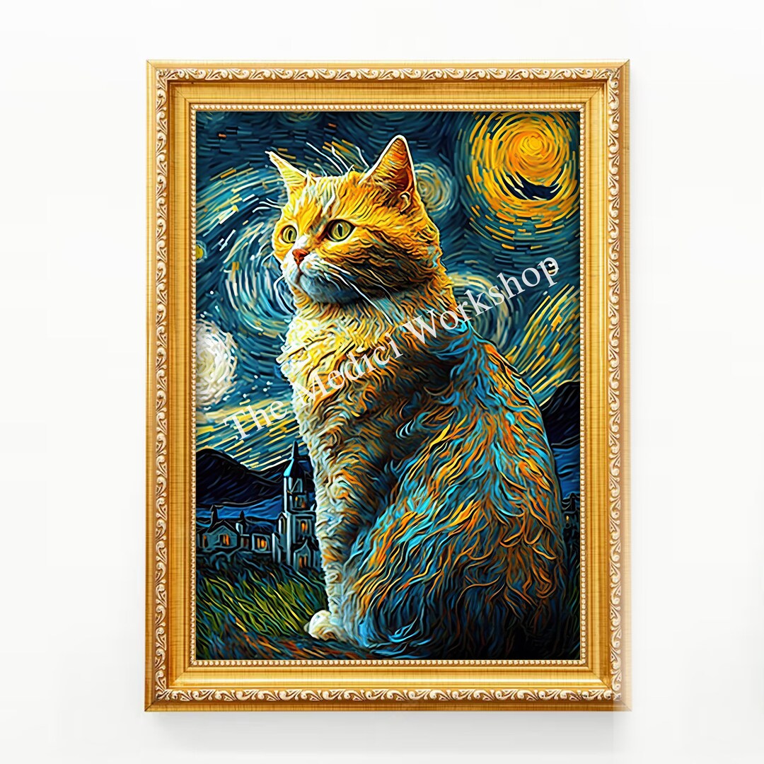 Van Gogh Cat - Etsy