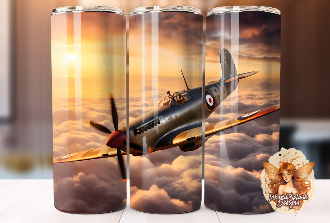 Spitfire Airplane Tumbler Wrap, Sublimation Tumbler Design , Aircraft ...