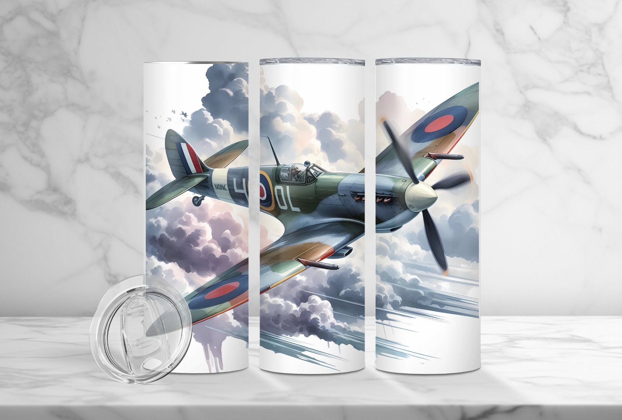 Spitfire Airplane Tumbler Wrap, Sublimation Tumbler Design , Aircraft ...