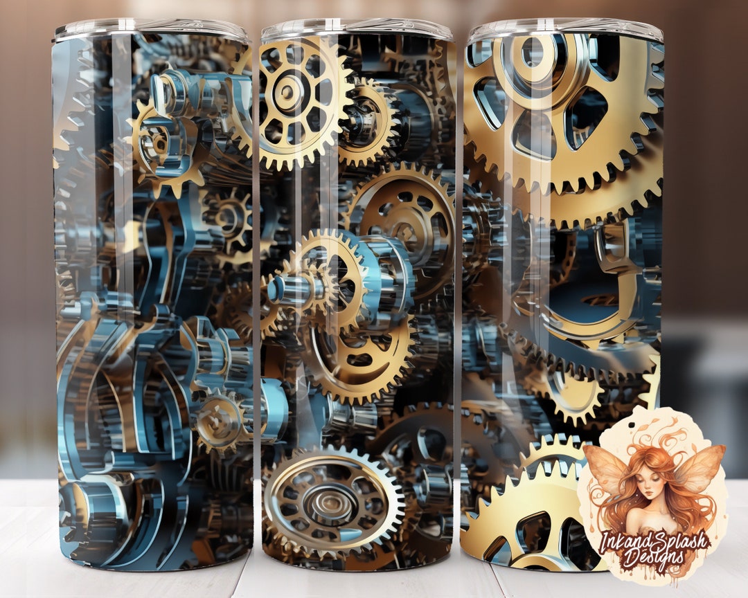 Mechanical Tumbler Pattern, 3D Seamless Pattern, 20 Oz Skinny Tumbler ...