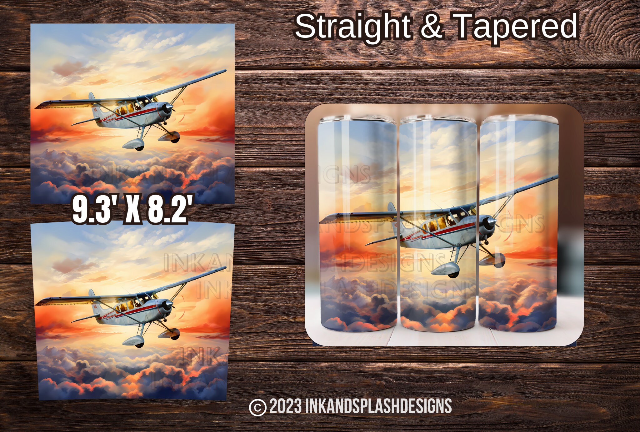 Cessna Airplane Tumbler Wrap, Sublimation Tumbler Design , Aircraft ...