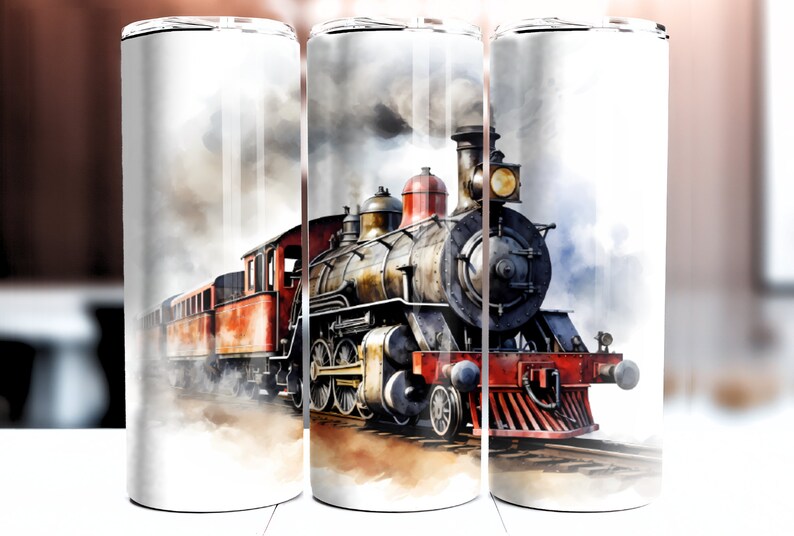 Steam Train Tumbler Wrap, Sublimation Tumbler Design , Old Railway ...