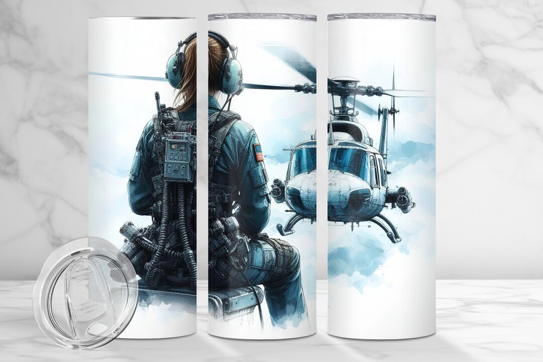 Female Pilot Tumbler Wrap, Helicopter Pilot Sublimation Tumbler ...