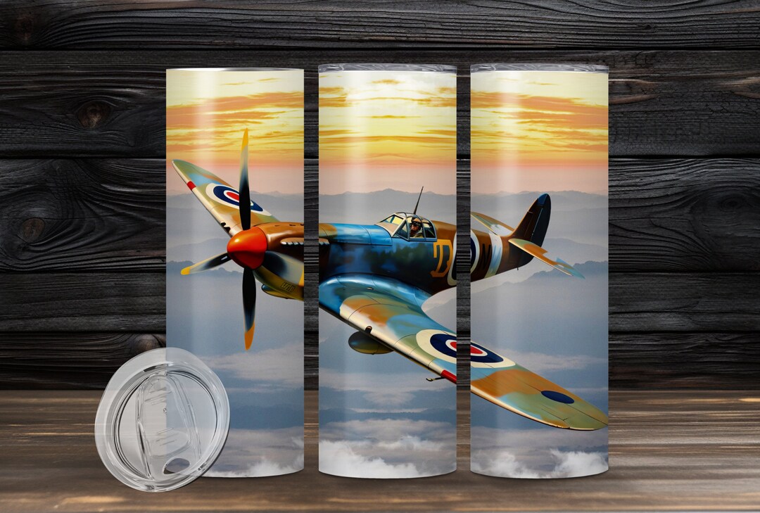 Spitfire Airplane Tumbler Wrap, Sublimation Tumbler Design , Aircraft ...