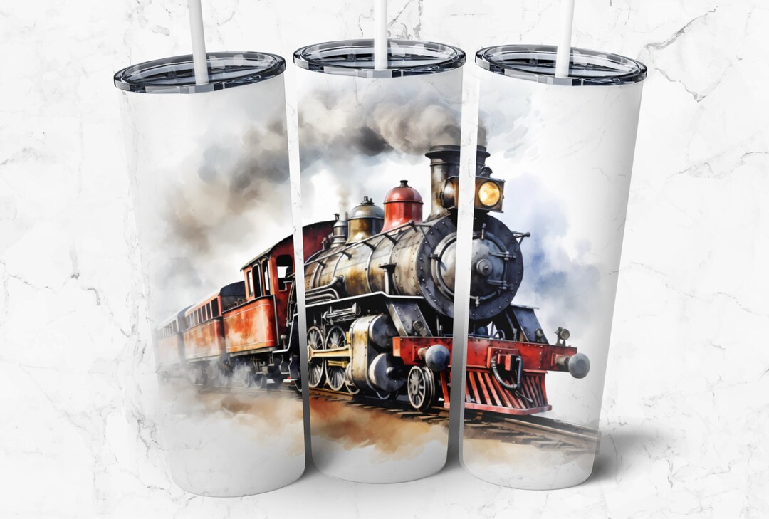 Steam Train Tumbler Wrap, Sublimation Tumbler Design , Old Railway ...