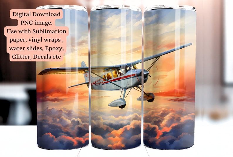 Cessna Airplane Tumbler Wrap, Sublimation Tumbler Design , Aircraft ...