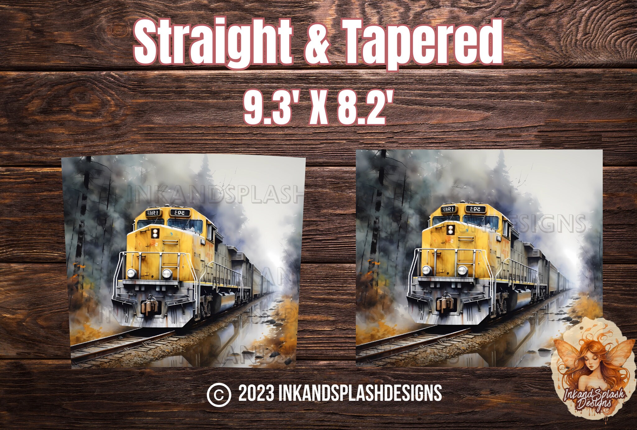 Diesel Train Tumbler Wrap, Sublimation Tumbler Design , Yellow ...