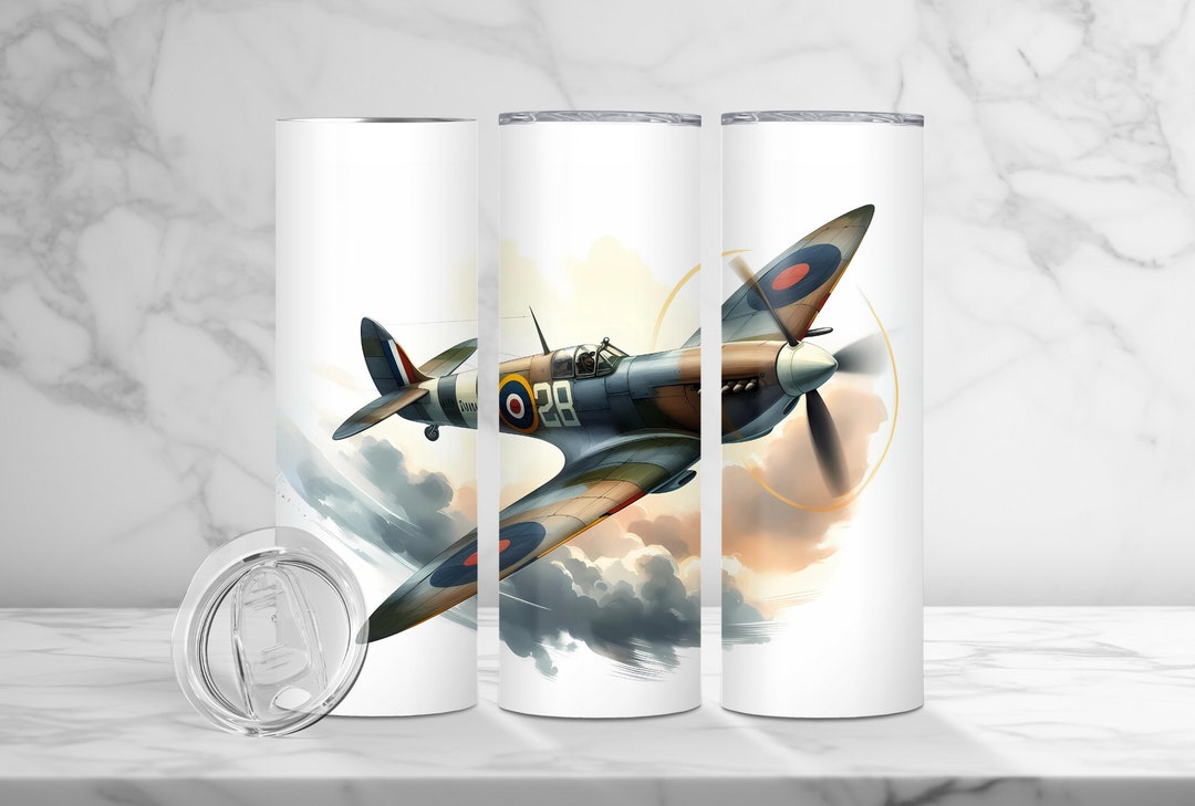 Spitfire Airplane Tumbler Wrap, Sublimation Tumbler Design , Aircraft Aviation Printable ...