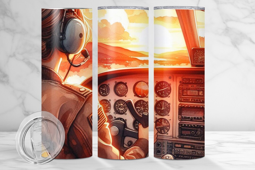 Female Pilot Tumbler Wrap, Airplane Cockpit, Aviation Sublimation ...