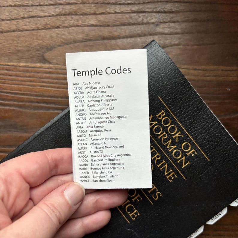 List of Temple Codes for Temples of the Church of Jesus Christ - Etsy