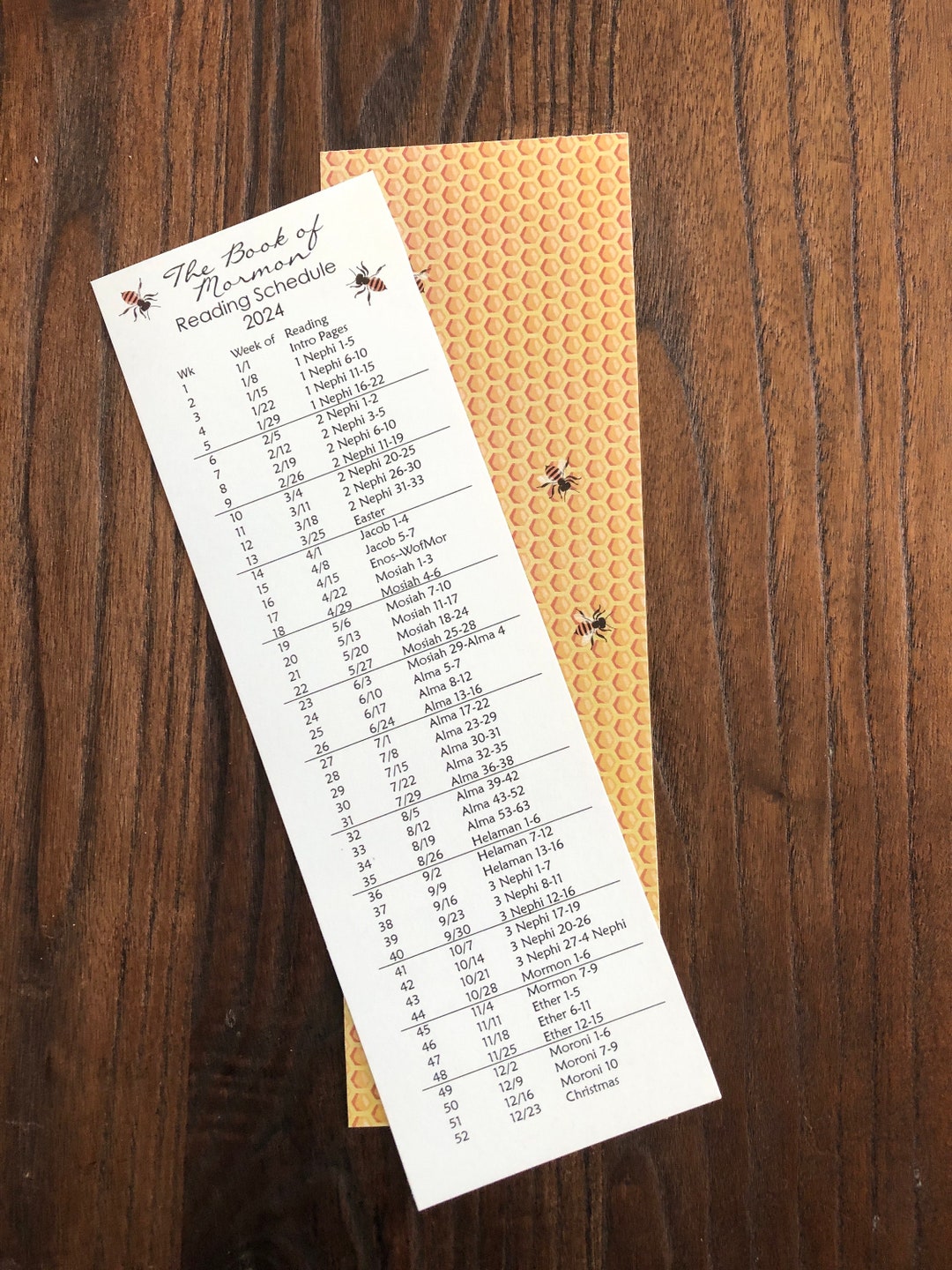 Honeycomb, Large Size come Follow Me Reading Schedule Bookmarks - Etsy