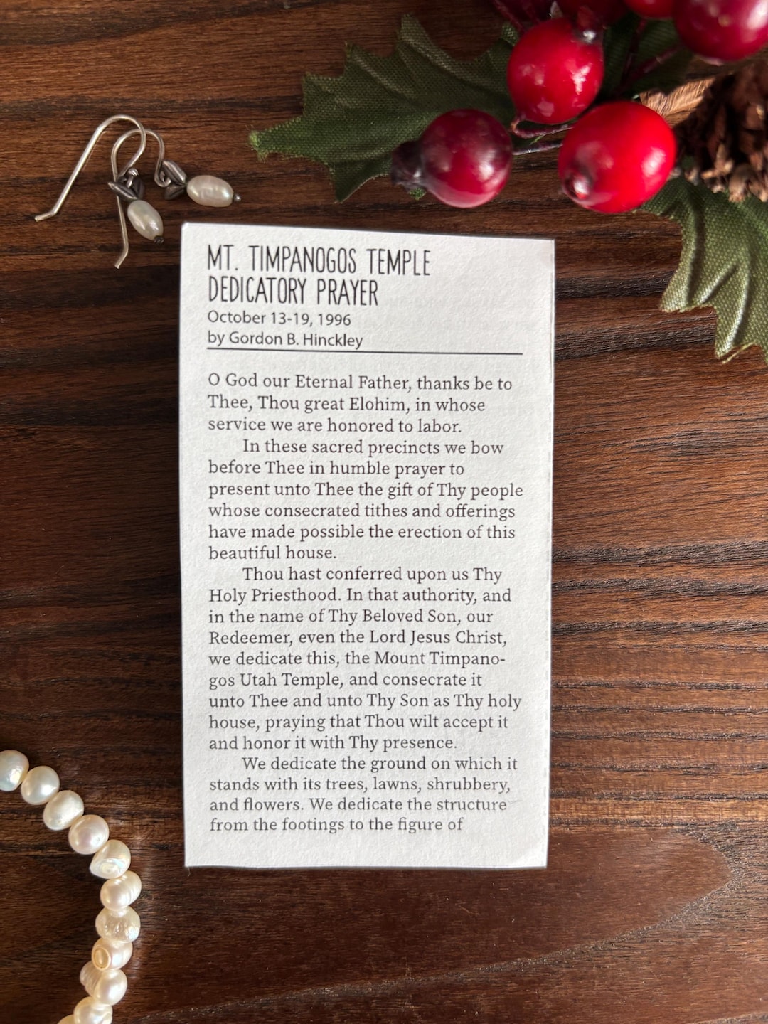 Snowflake Arizona Utah Temple Dedicatory Prayer, Pocket Sized - Etsy