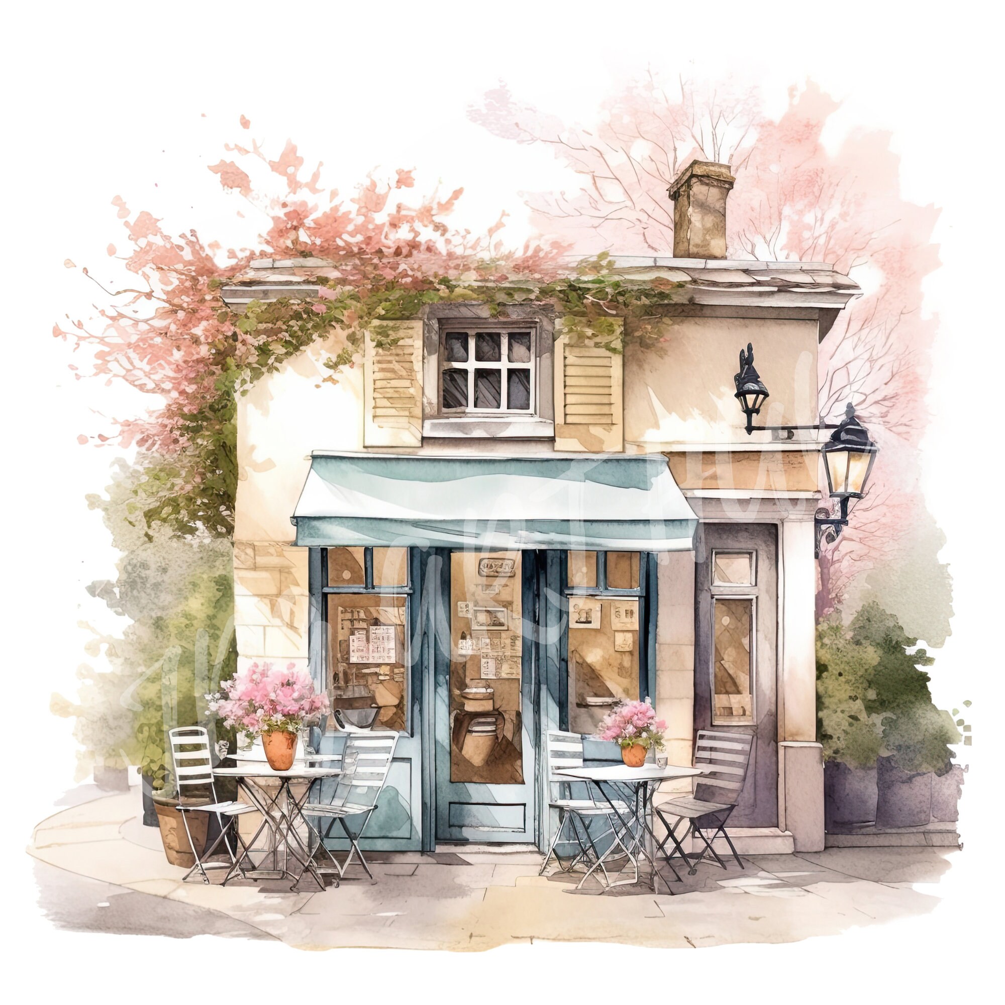 Watercolor Paris Coffee Shop Clipart Coffee Clipart High - Etsy