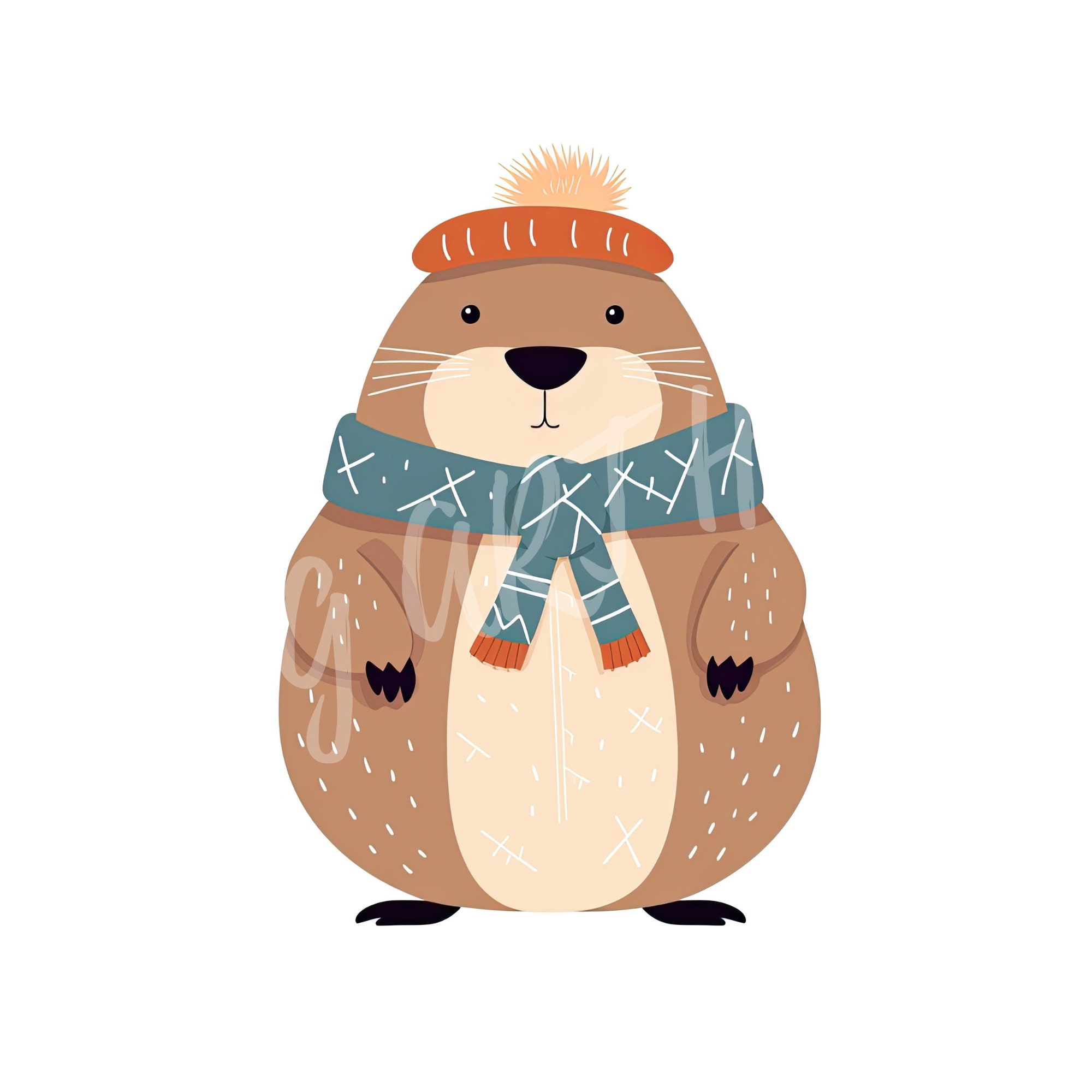 Scandinavian Beaver With Winter Clothes, High Quality JPG, Digital ...