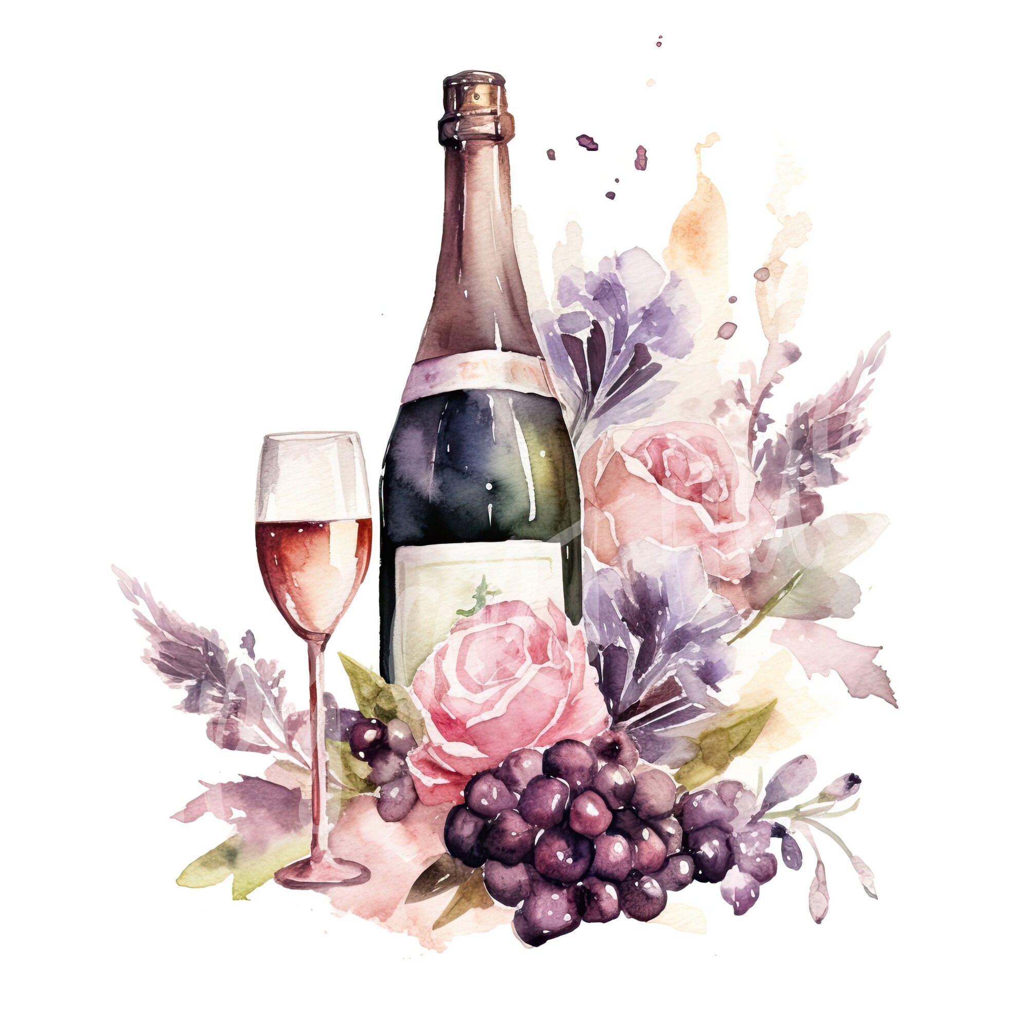 Watercolor Champagne Clipart, Celebration Clipart, High Quality JPG ...