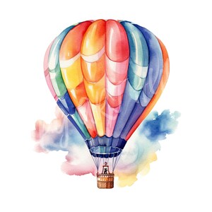Watercolor Hot Air Balloons Clipart Bundle, Travel Clipart, Digital ...