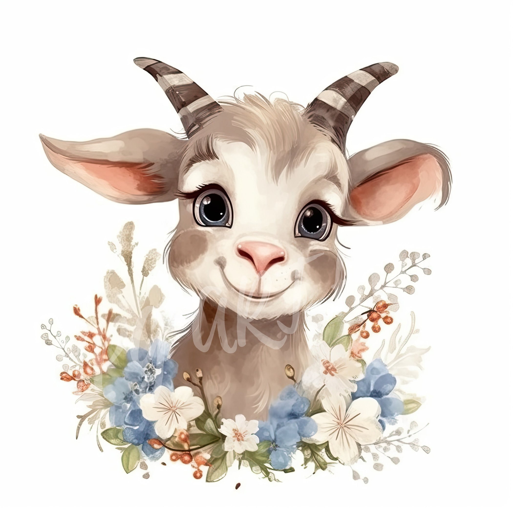 Watercolor Baby Goat Clipart, Goat Illustration, Baby Animals, Farm ...
