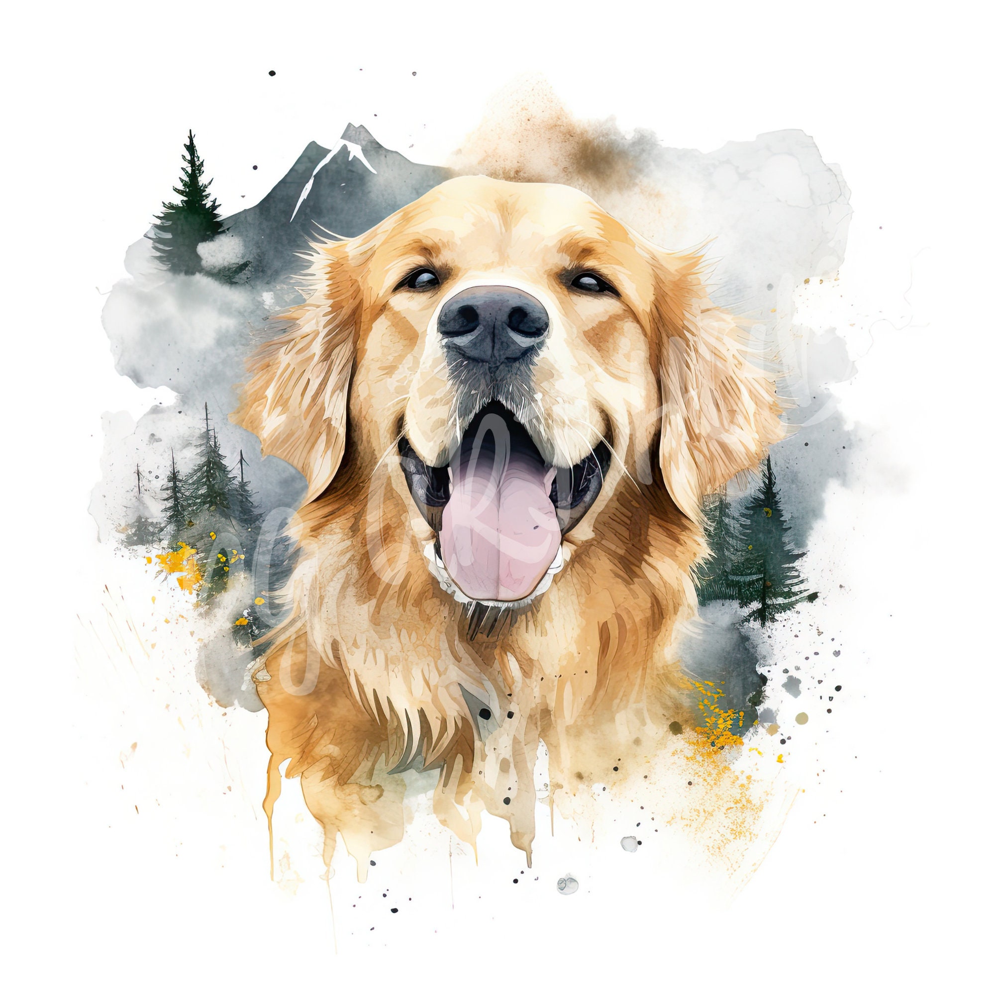 Watercolor Golden Retriever Clipart High Quality JPG Digital - Etsy