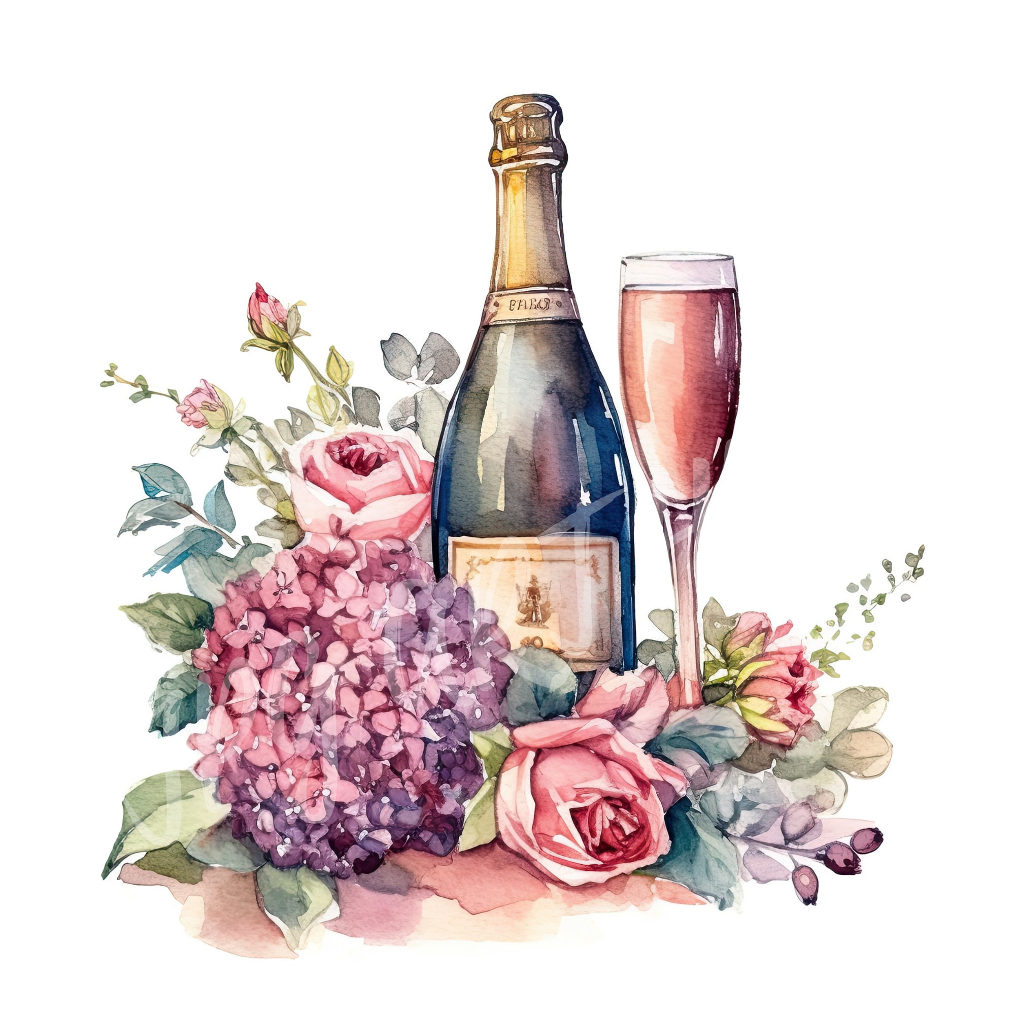 Watercolor Champagne Clipart, Celebration Clipart, High Quality JPG ...