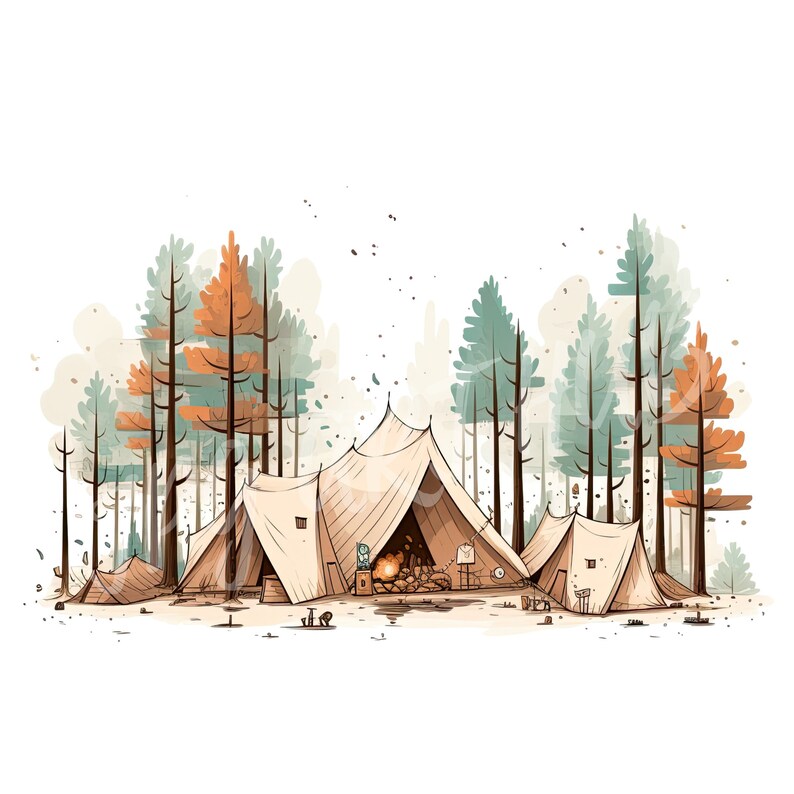 Watercolor Camping Clipart Bundle Nature Hiking Clipart - Etsy