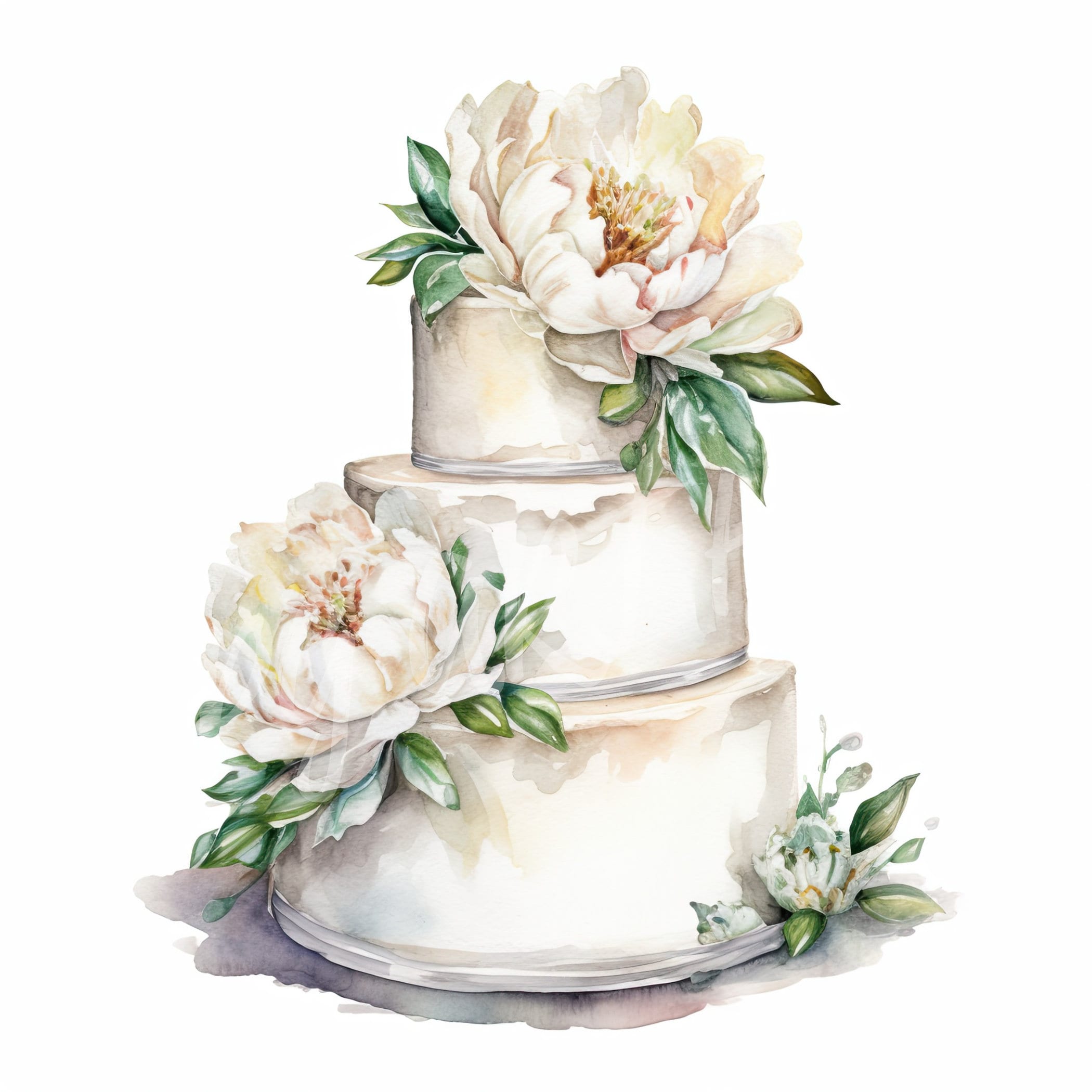 Watercolor Wedding Cake Clipart, Classic Cake, Wedding Clipart, Floral ...