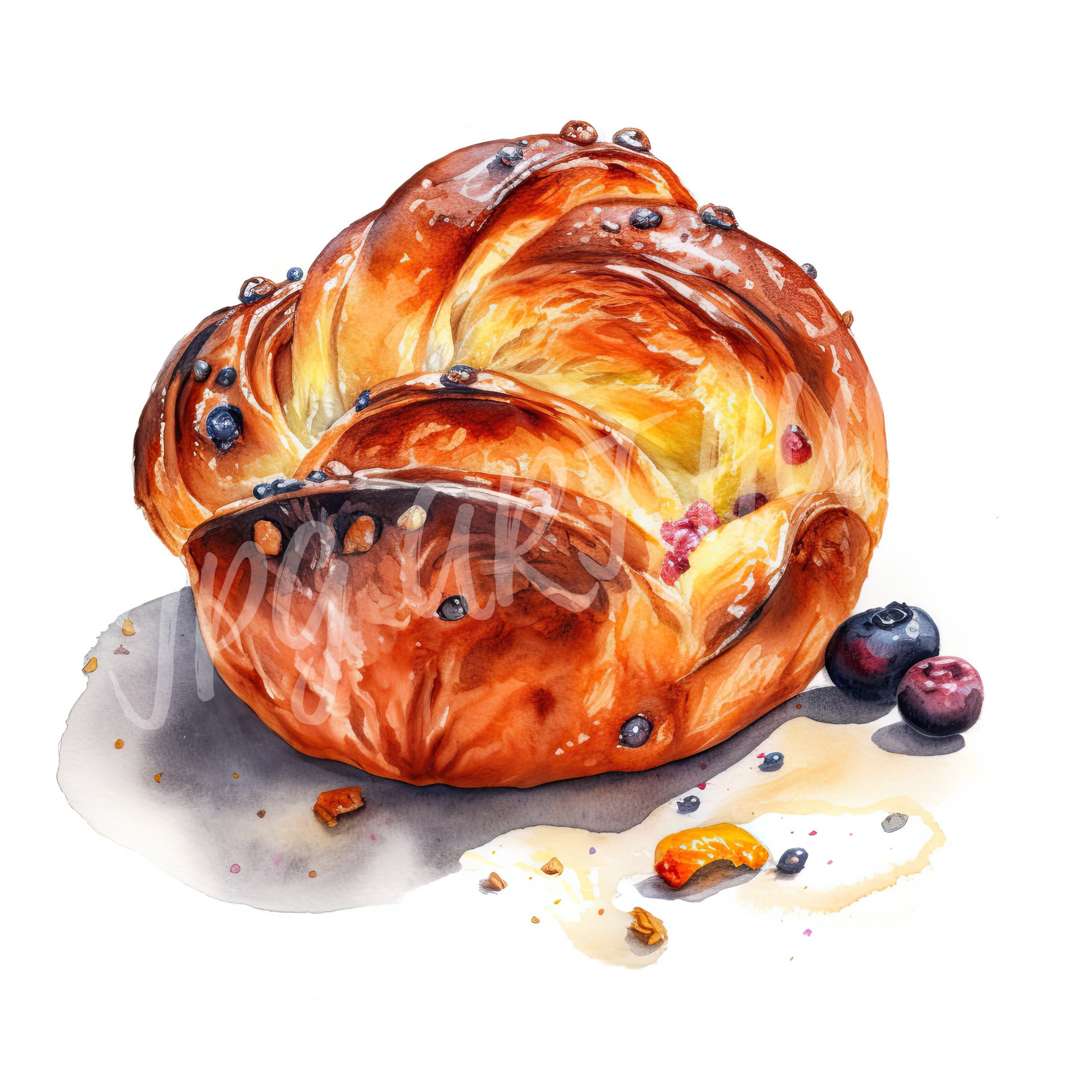 Watercolor Bread Clipart, Bakery Bread, Artisan Bread, Digital Download ...