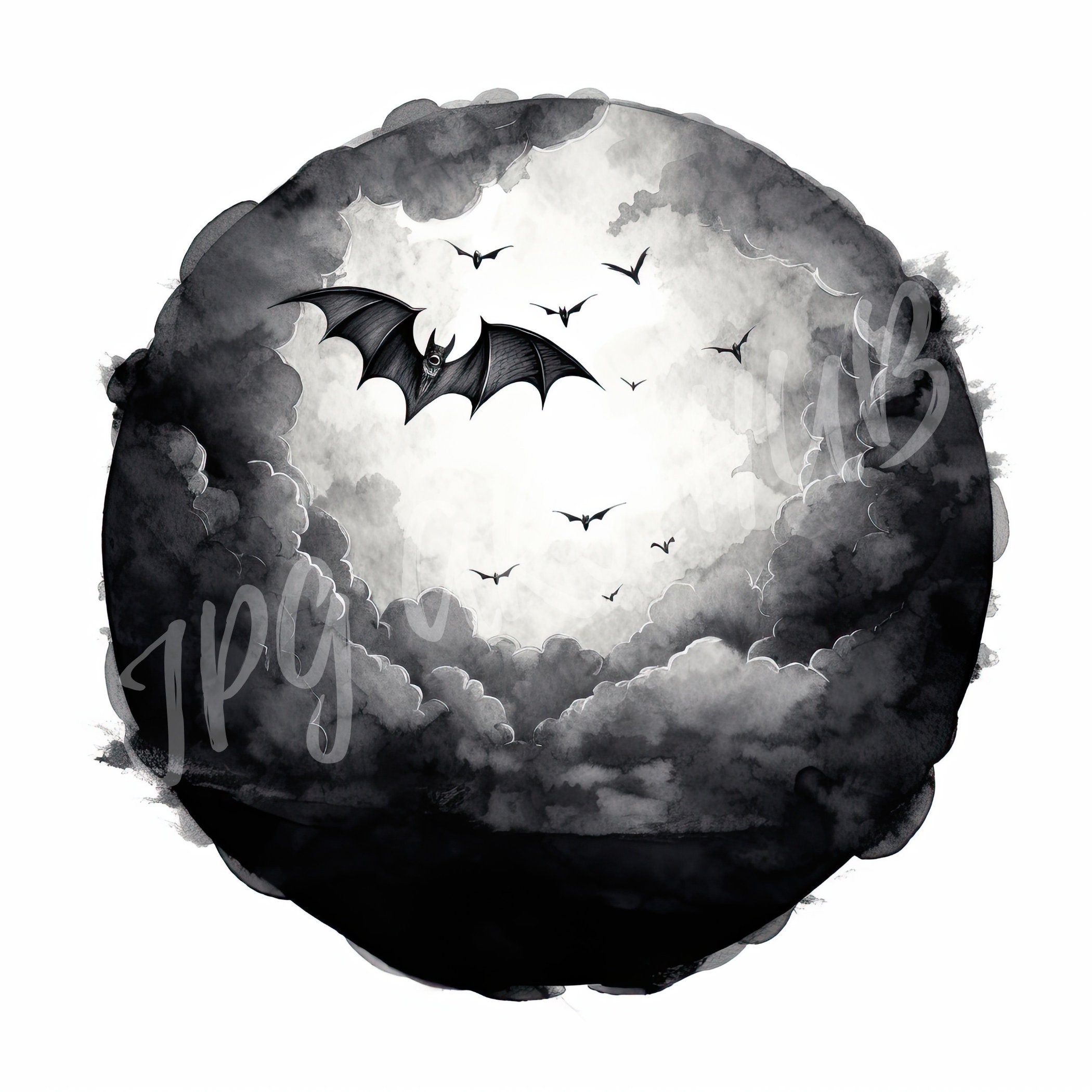 Watercolor Creepy Halloween Night Clipart, Creepy Clipart, Halloween ...