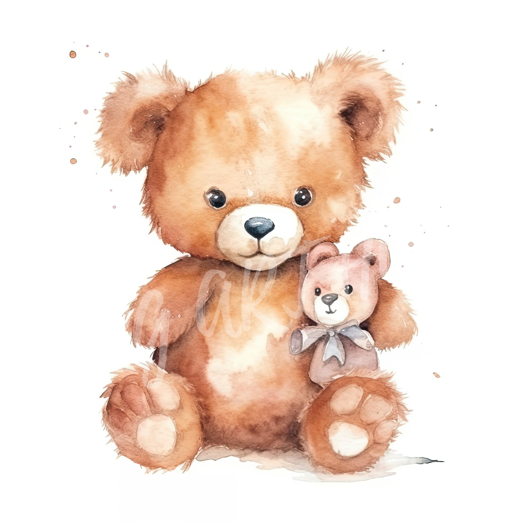 Watercolor Teddy Bear Clipart Teddy Clipart Digital - Etsy