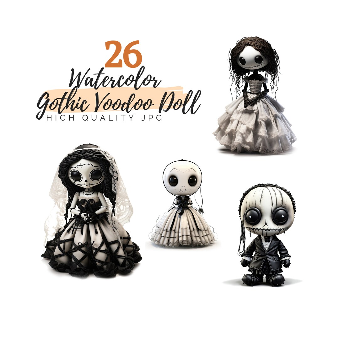 Gothic Voodoo Doll Clipart, Halloween Clipart, Spooky Doll, Digital ...