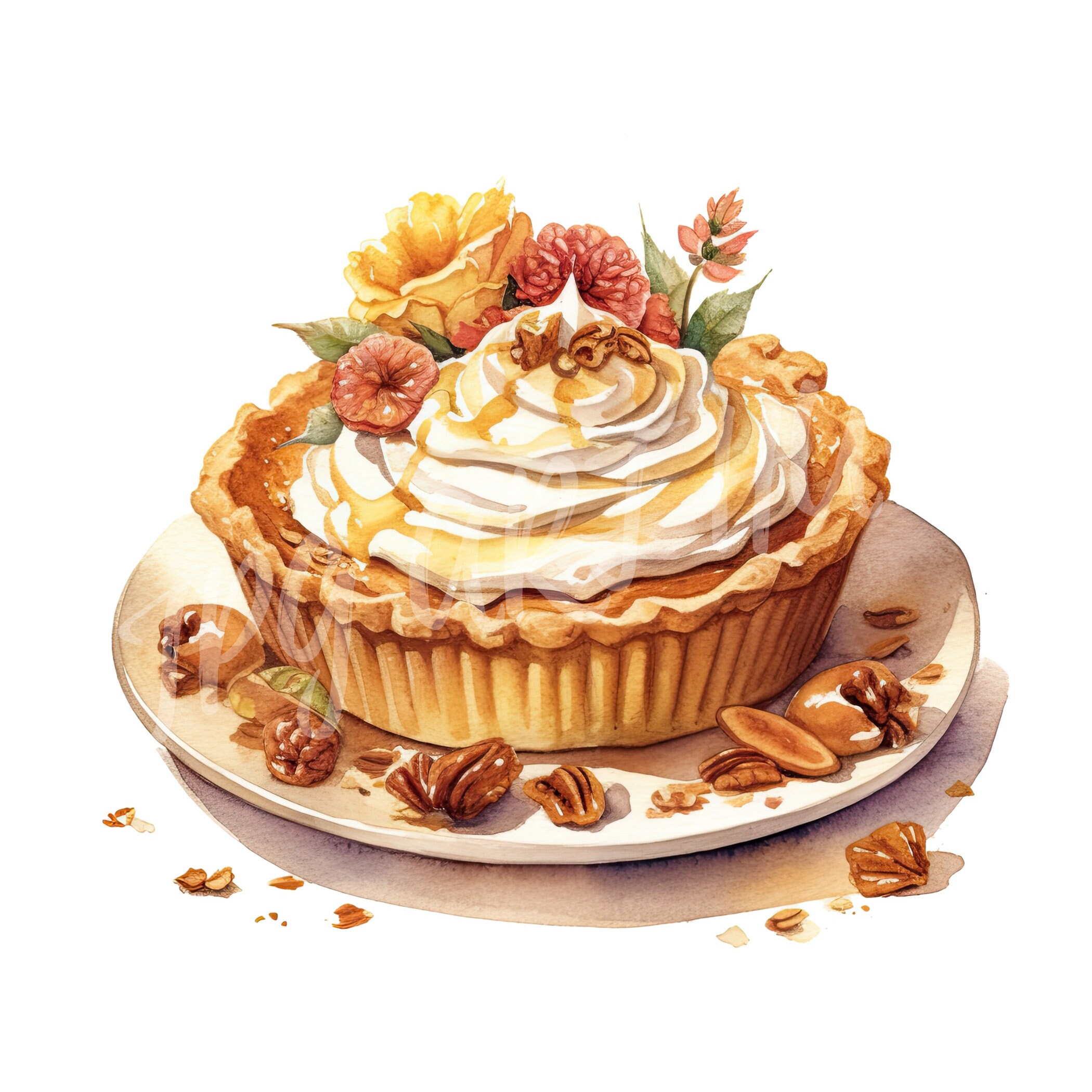 Watercolor Delicious Dessert Clipart, Printable Dessert Art, Digital ...