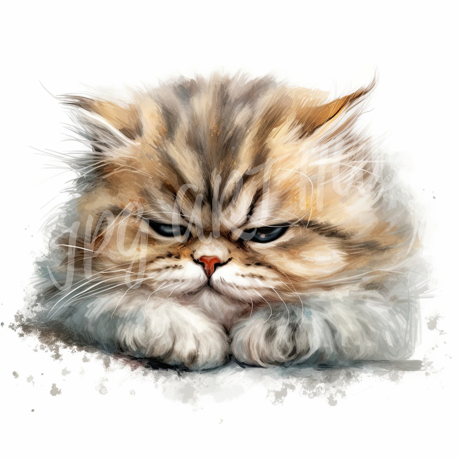 Watercolor Persian Kitten Clipart, Cat Lover, Digital Download, Persian ...