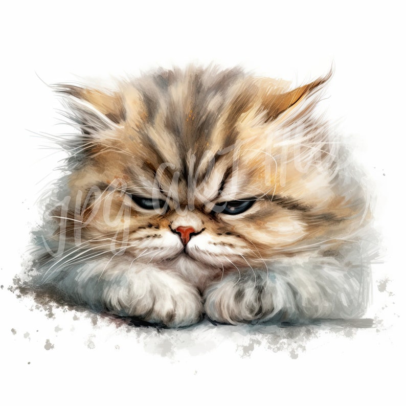 Watercolor Persian Kitten Clipart, Cat Lover, Digital Download, Persian ...