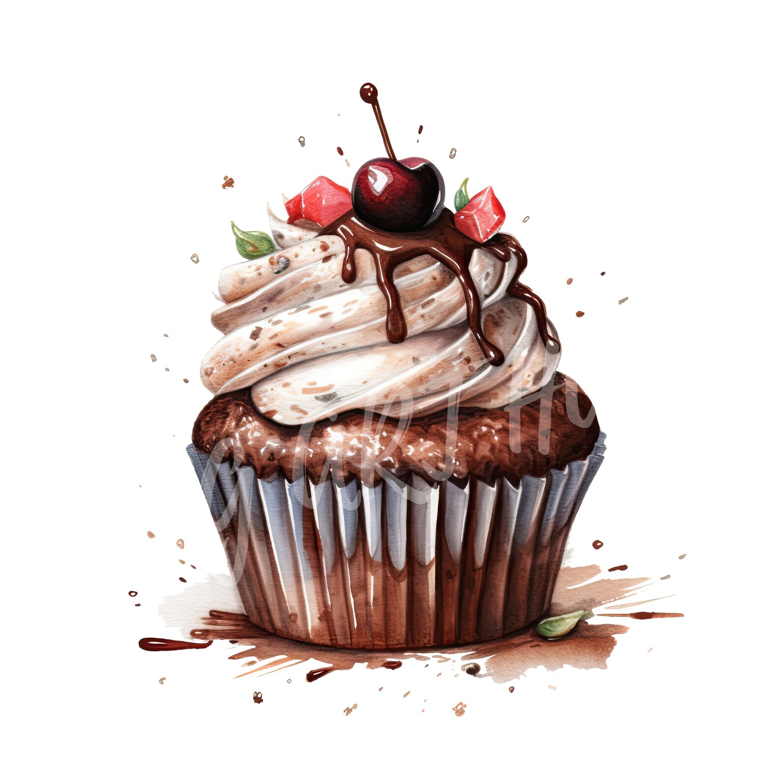 Watercolor Cupcakes Clipart Cupcake Illustration Dessert - Etsy