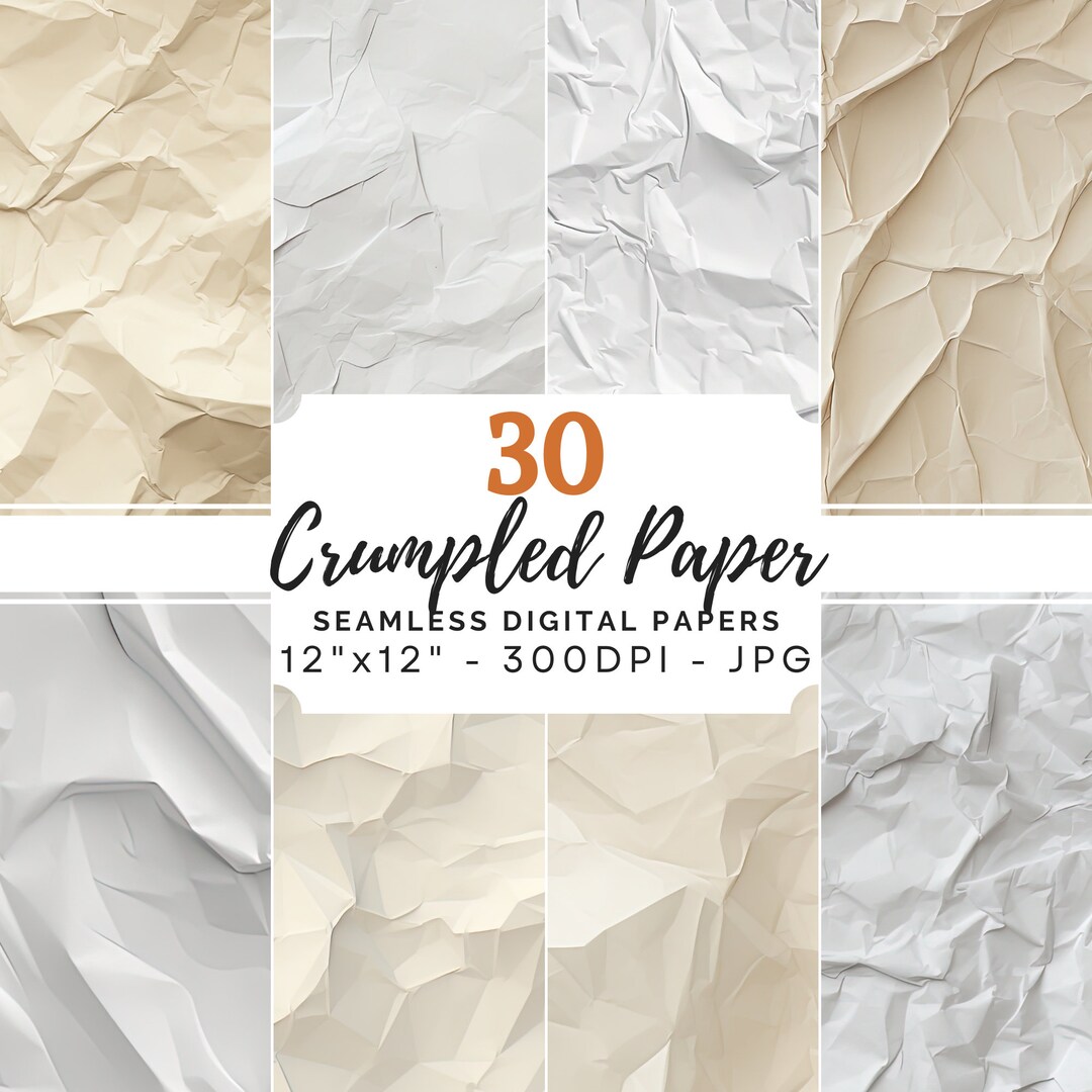 Seamless Crumpled Digital Paper, Printable Kraft Paper Background ...