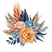 Boho Floral Feathers Bouquet Clipart, High Quality JPG, Digital ...