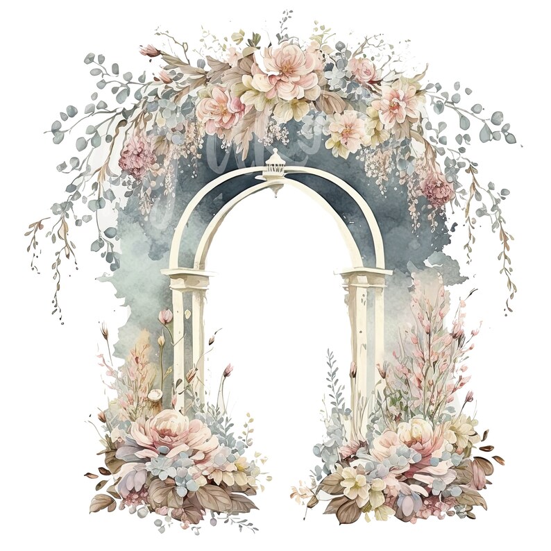 Watercolor Floral Arches Clipart Floral Wedding Arch - Etsy