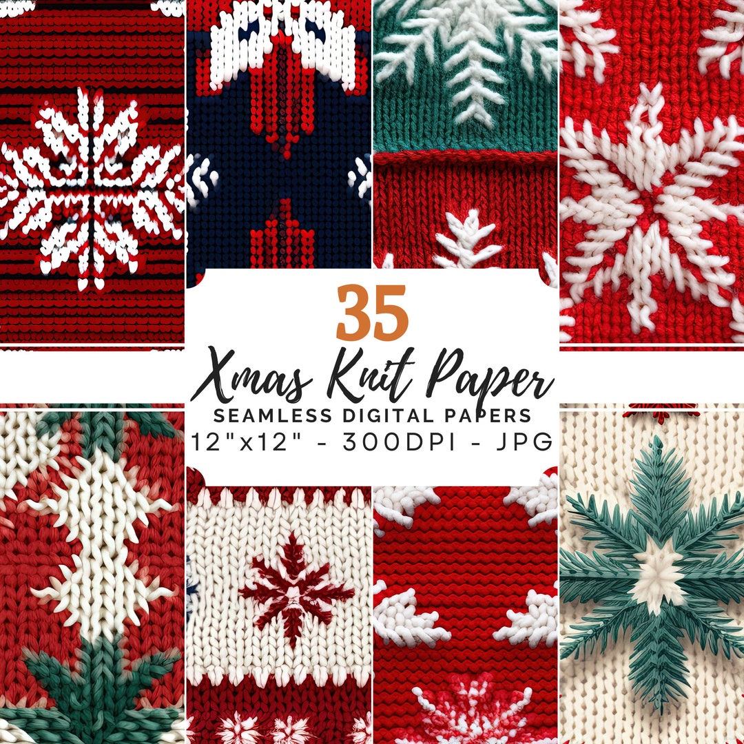 Seamless Christmas Sweater Knit Digital Paper Pack, Christmas Seamless ...