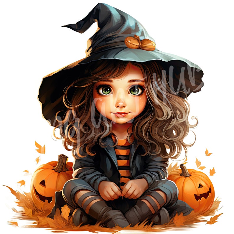 Cute Little Witch Clipart Halloween Clipart High Quality - Etsy