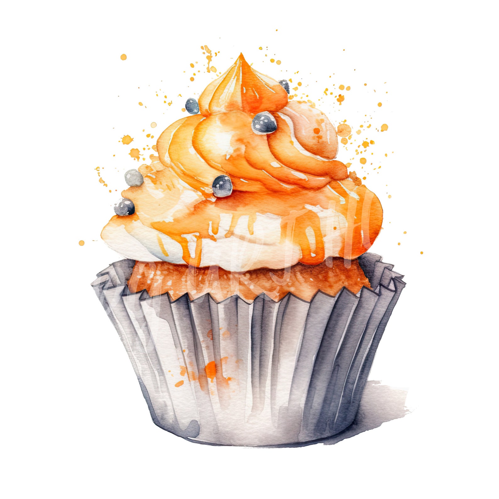 Watercolor Cupcakes Clipart, Cupcake Illustration, Dessert Clipart ...