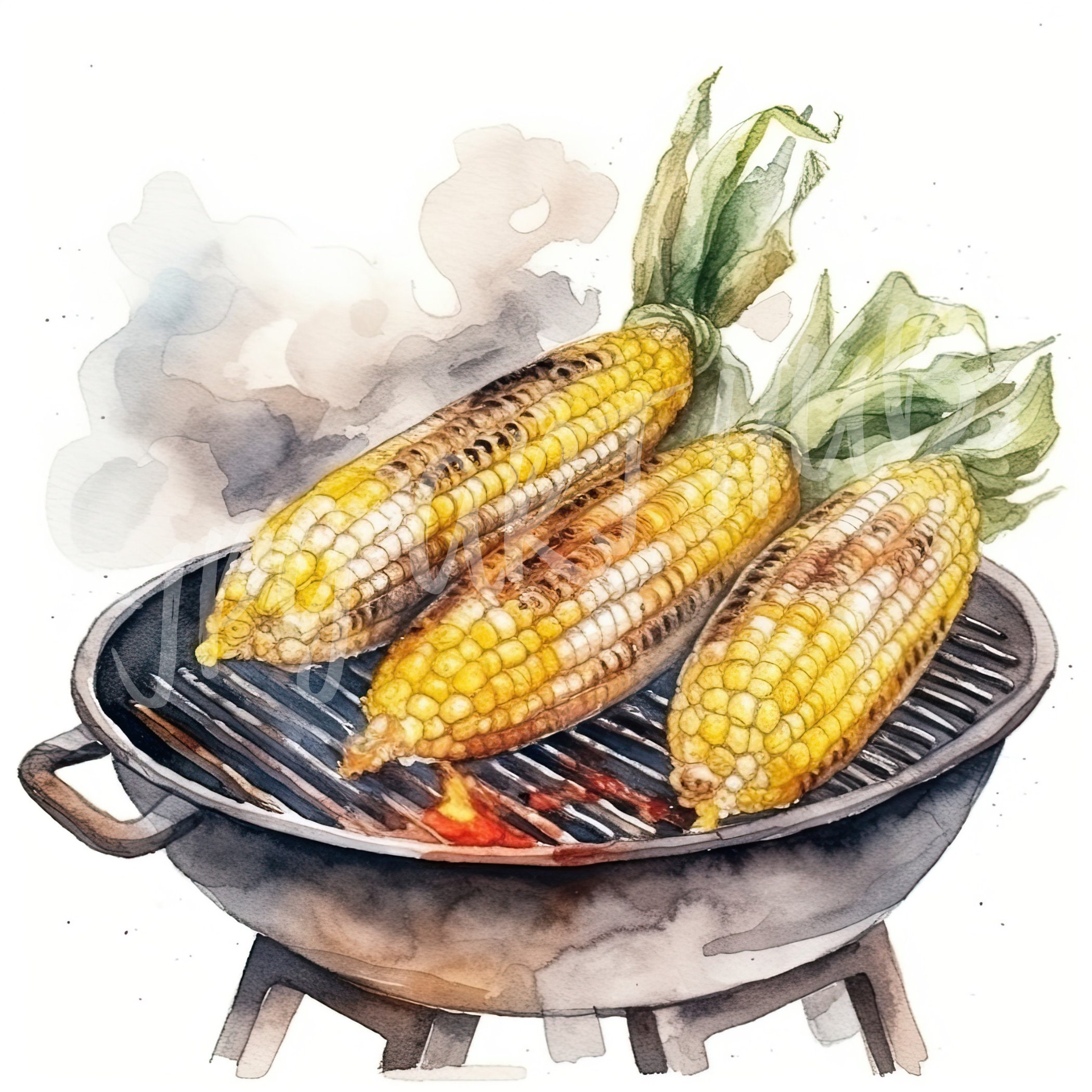 Watercolor BBQ Weekend Clipart, Summer Barbecue, Food Clipart, Digital ...