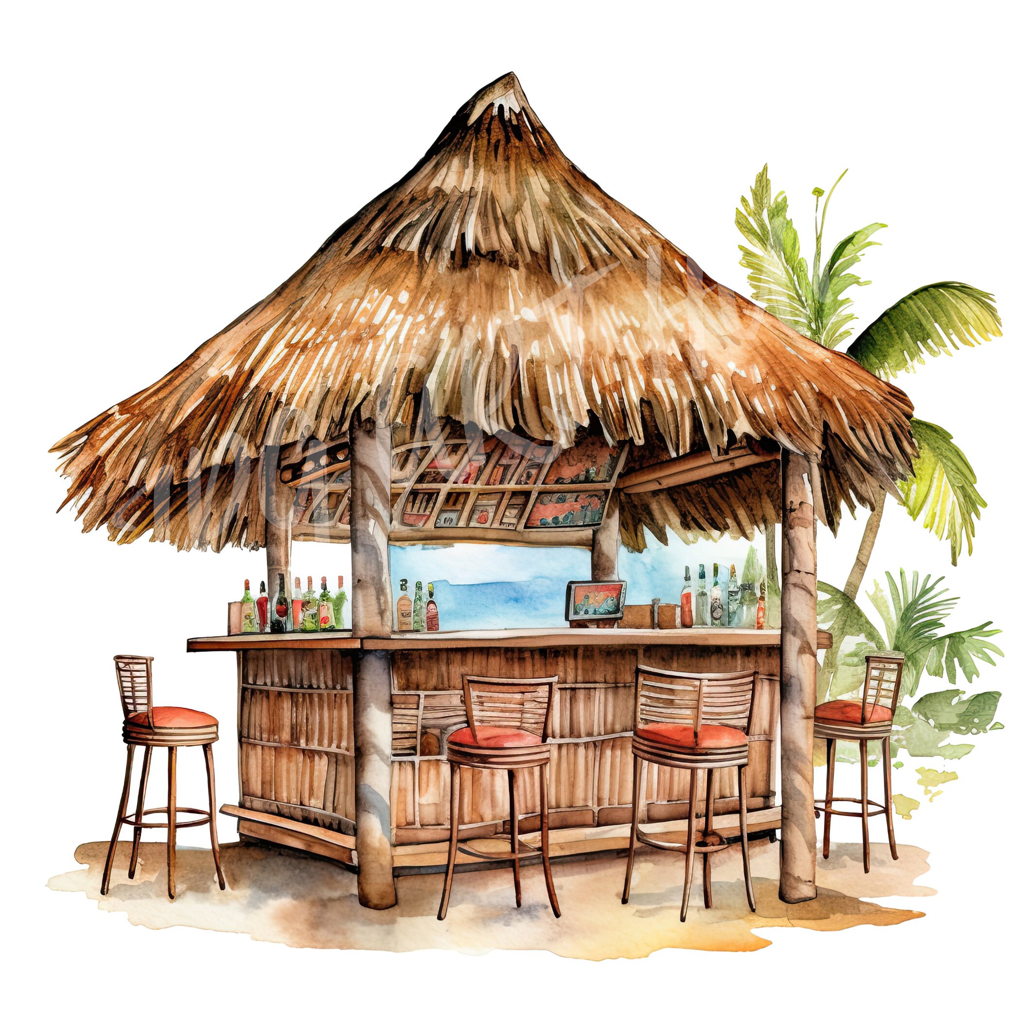 Watercolor Hawaiian Beach Clipart Hawaii Clipart Summer - Etsy