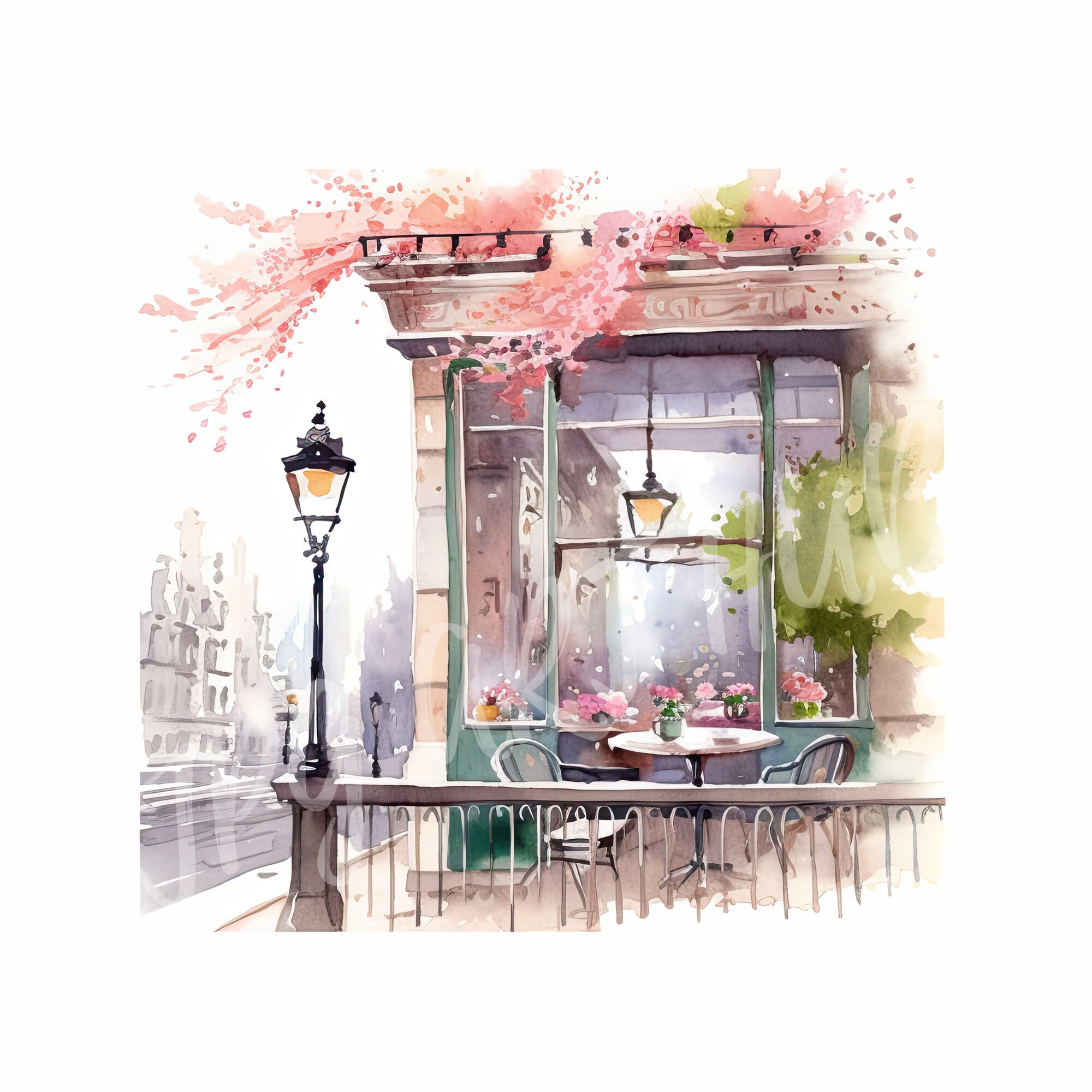 Watercolor Paris Coffee Shop Clipart, Coffee Clipart, High Quality JPG ...
