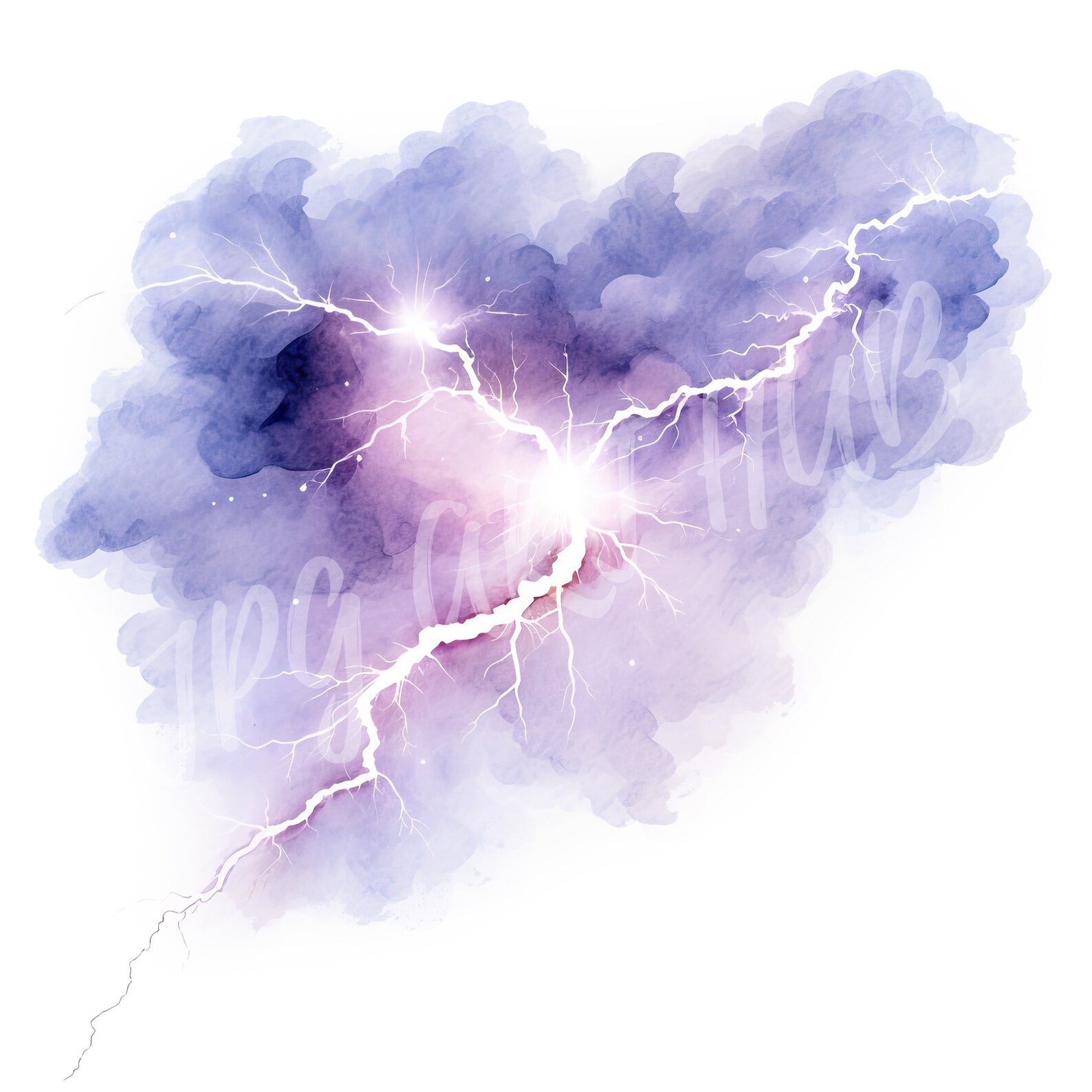 Watercolor Lightning Strike Clipart, Lightning Clipart, Digital ...