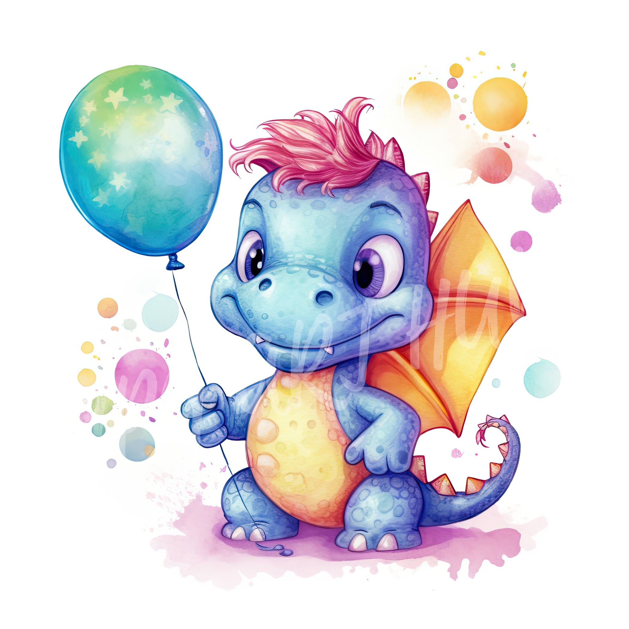 Watercolor Baby Dinosaur Clipart, Birthday Clipart, Watercolor Dinosaur ...