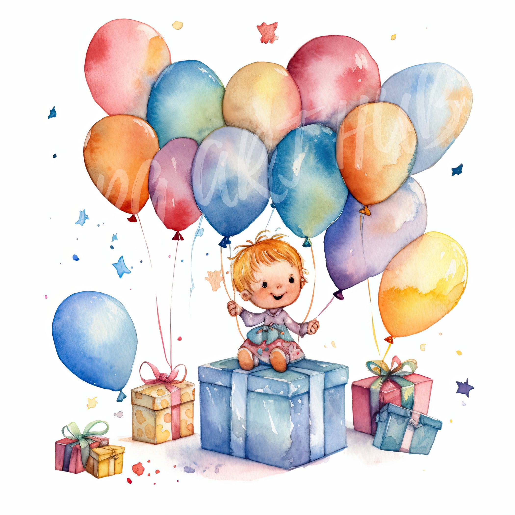 Watercolor Kids Birthday Clipart Pack Balloons Clipart Gift - Etsy UK