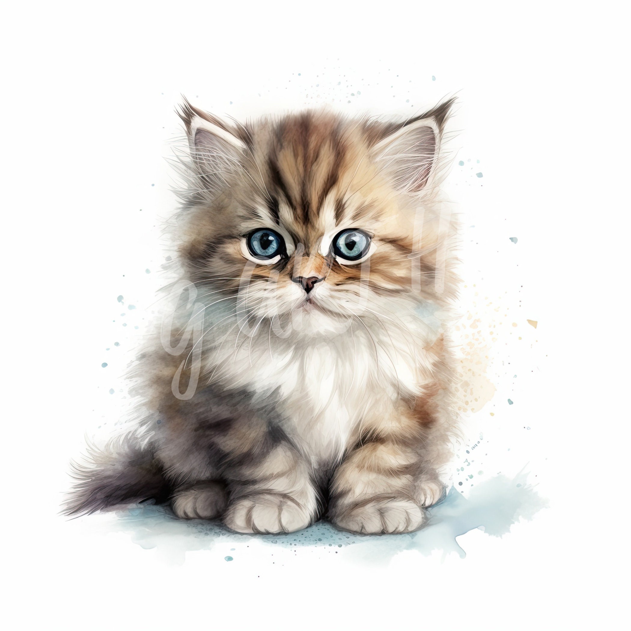 Watercolor Persian Kitten Clipart, Cat Lover, Digital Download, Persian ...